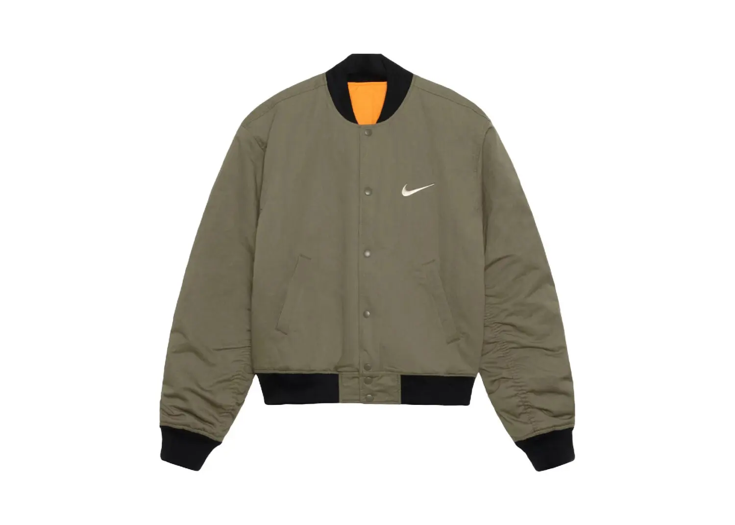Stussy x Nike Reversible Varsity Jacket Medium Olive/Bright Mandarin ...