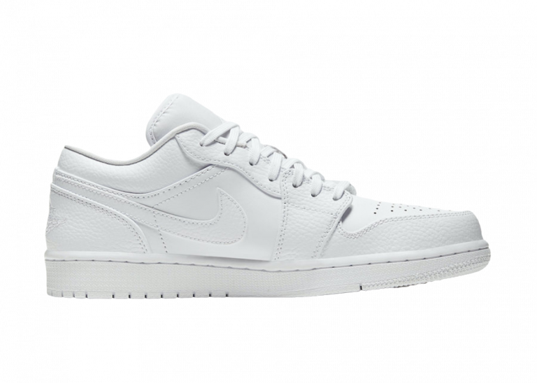 Nike Air Jordan 1 Low Triple White Tumbled Leather - 553558-130 ...