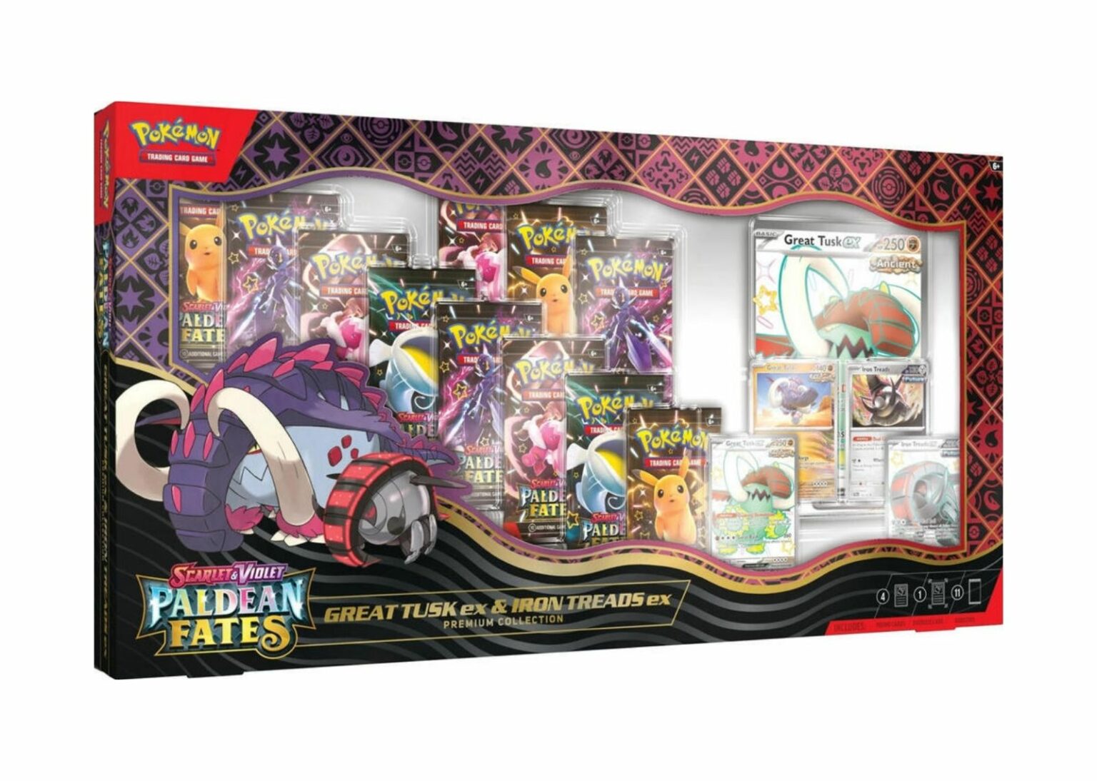 2025 Pokémon Scarlet & Violet Paldean Fates Great Tusk ex & Iron Treads ...